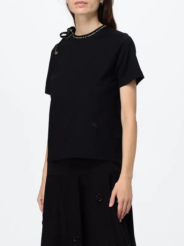 Burberry Cotton Crewneck T-shirt With Tone-on-tone Ekd Logo - Black