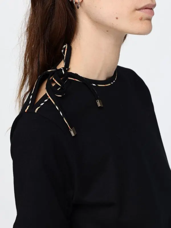 Burberry Cotton Crewneck T-shirt With Tone-on-tone Ekd Logo - Black