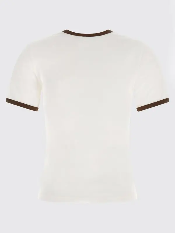 COURREGES Slim Fit Cotton T-shirt With Tone-on-tone Logo - Brown