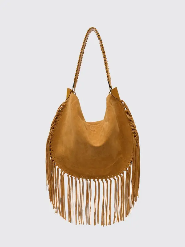 Isabel Marant Étoile Oskan Moon Hobo Bag In Suede With Fringes And Pouch