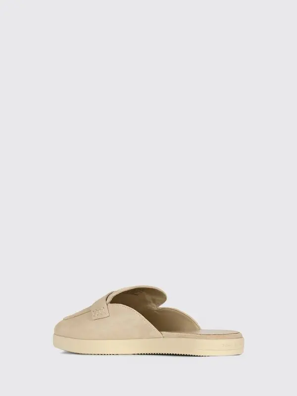 Tory Burch Suede Low Heel Mules With Double T Logo - Ivory
