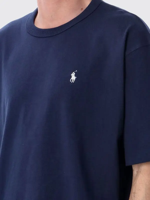 Polo Ralph Lauren Crewneck Cotton T-shirt With Contrasting Embroidered Logo - Blue