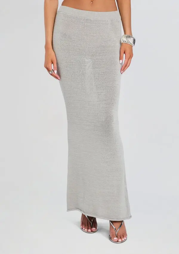 SEROYA Kora Knit Maxi Skirt - Grey