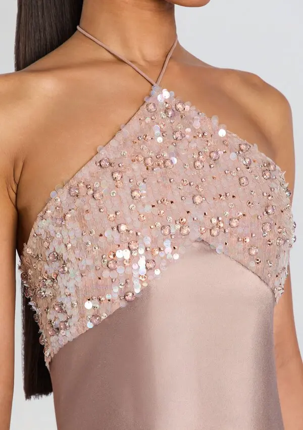 Retrofete Jeanne Embellished Halterneck Mini Dress