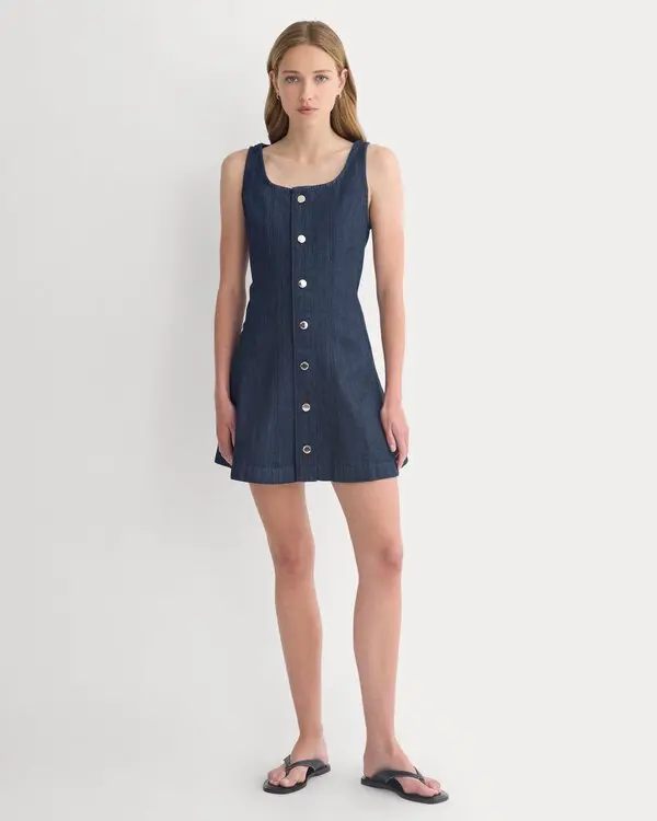 Everlane Pilcro Denim Button-front Mini Dress - Dark Indigo