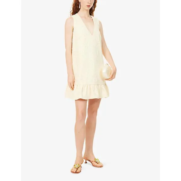 SISTER JANE Lemon Zest Embellished Woven Mini Dress
