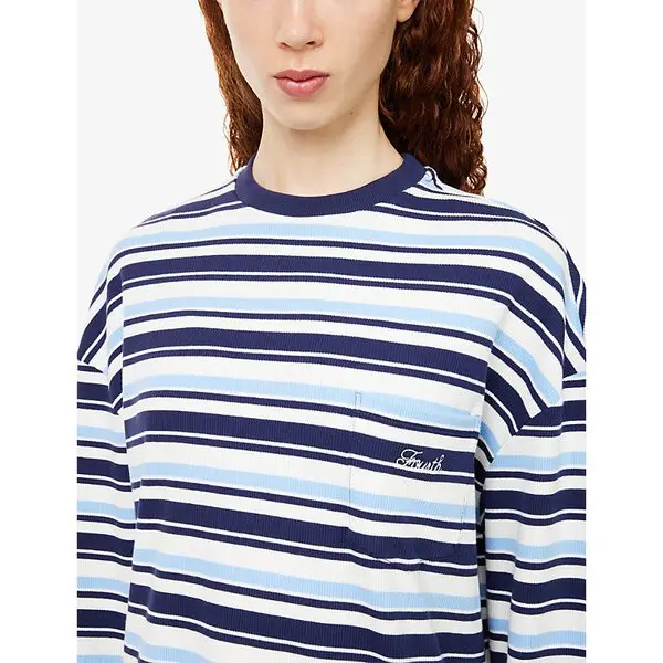 4TH & RECKLESS Coral Striped Stretch-cotton T-shirt