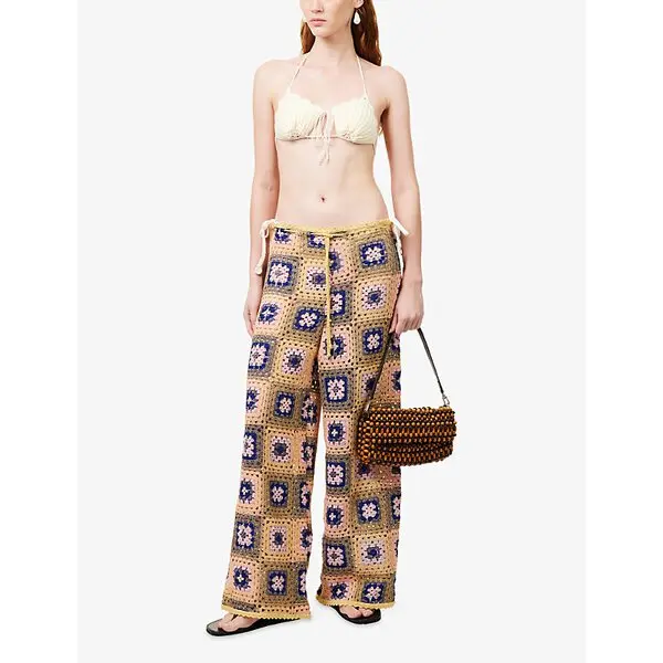 Agua Bendita Roots Wide-leg Cotton-blend Trousers