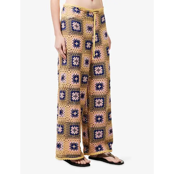Agua Bendita Roots Wide-leg Cotton-blend Trousers
