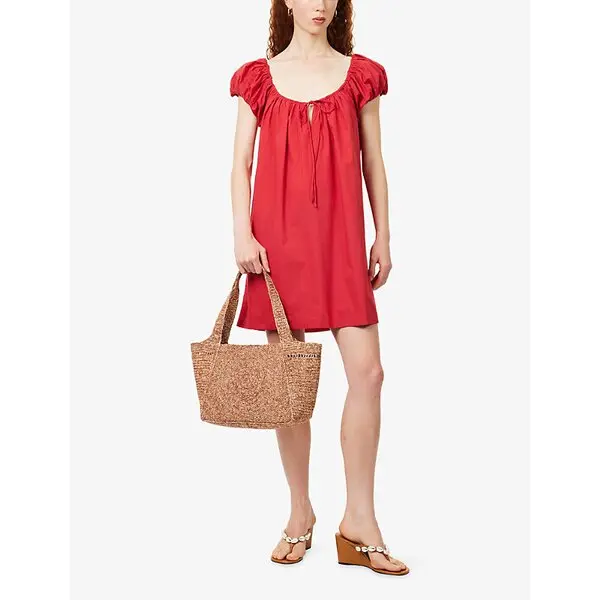 Faithfull The Brand Ruched Cotton Mini Dress