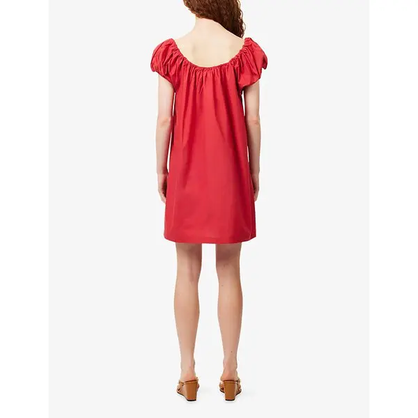 Faithfull The Brand Ruched Cotton Mini Dress
