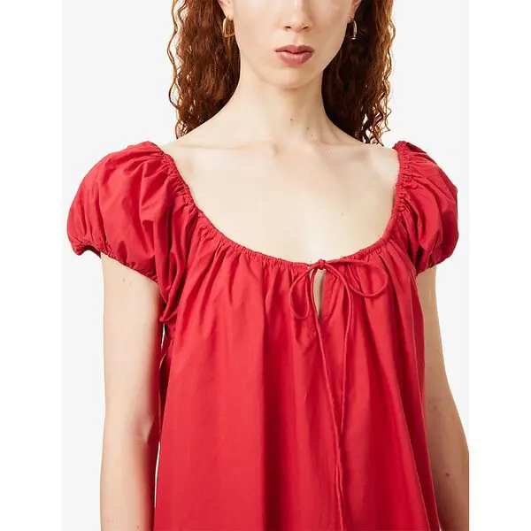 Faithfull The Brand Ruched Cotton Mini Dress