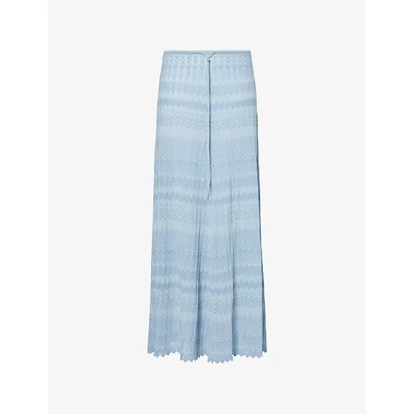 Faithfull The Brand Ria Chevron-pattern Stretch-woven Midi Skirt - Blue