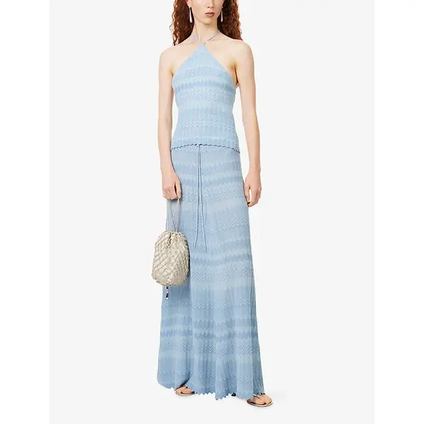 Faithfull The Brand Ria Chevron-pattern Stretch-woven Midi Skirt