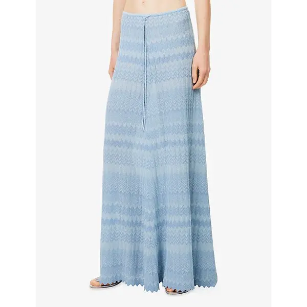 Faithfull The Brand Ria Chevron-pattern Stretch-woven Midi Skirt