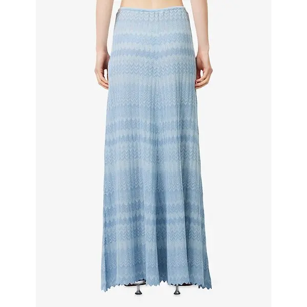 Faithfull The Brand Ria Chevron-pattern Stretch-woven Midi Skirt