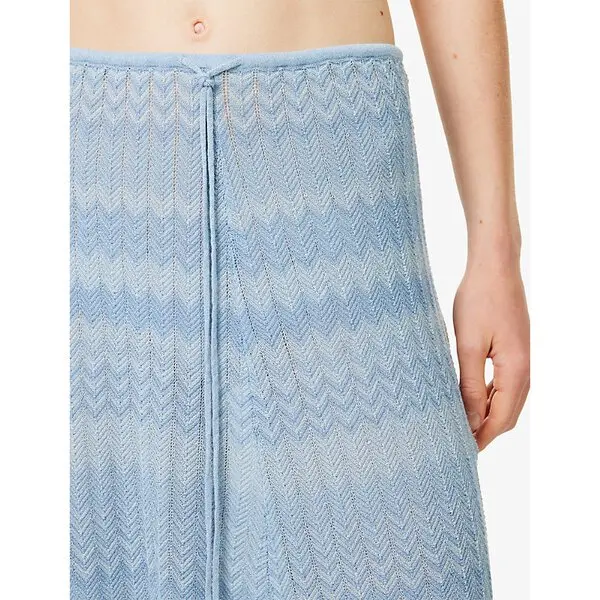 Faithfull The Brand Ria Chevron-pattern Stretch-woven Midi Skirt