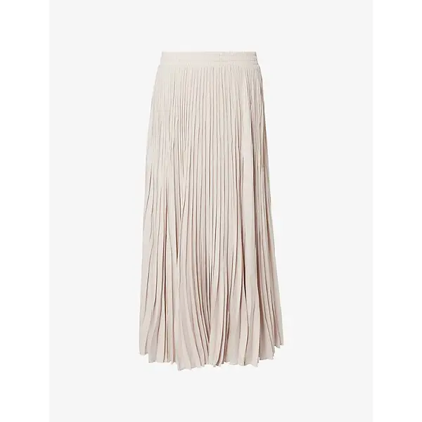 Max Mara Foggia Pleated Woven Midi Skirt - Ivory