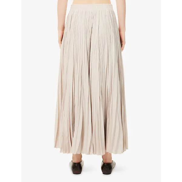 Max Mara Foggia Pleated Woven Midi Skirt