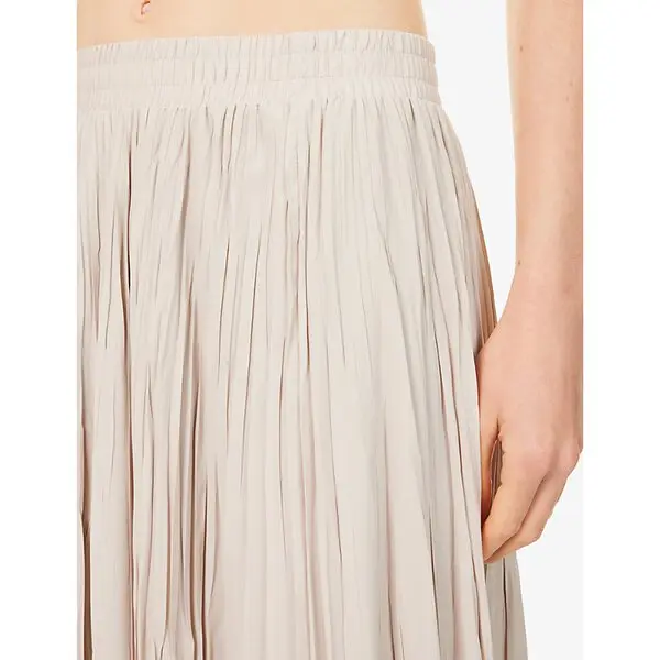 Max Mara Foggia Pleated Woven Midi Skirt