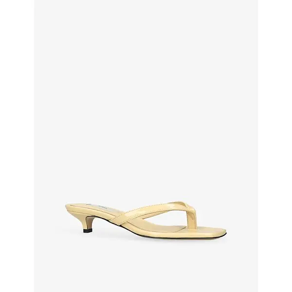 TOTEME Square-toe Leather Heeled Flip Flops