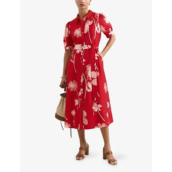 PHASE EIGHT Delphine Floral Woven Midi Dress