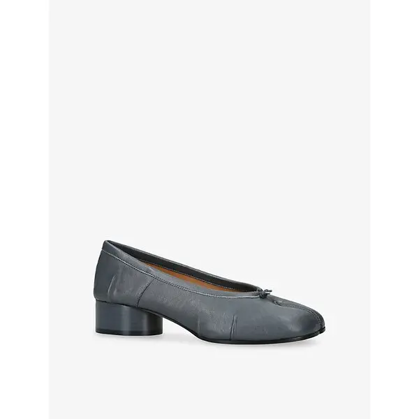 MAISON MARGIELA Leather Ballerina Shoes With Tabi Toe - Grey Mid