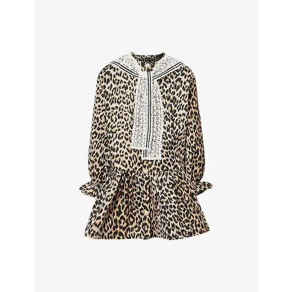 SISTER JANE Cleo -print Woven Mini Dress M - Leopard