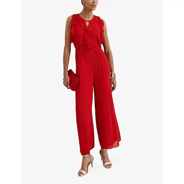 PHASE EIGHT Rachel Ruffle-trim Tie-waist Woven Jumpsuit
