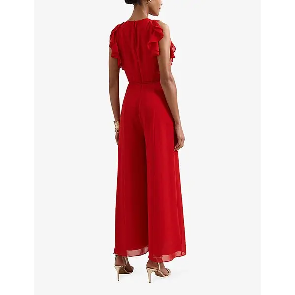PHASE EIGHT Rachel Ruffle-trim Tie-waist Woven Jumpsuit