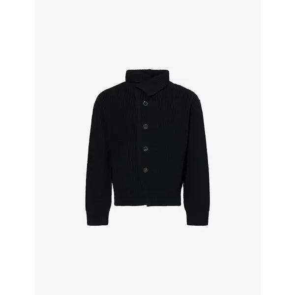 Dries Van Noten Marino High-neck Wool Cardigan - Black