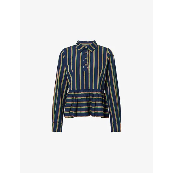 DAMSON MADDER Kinsley Striped Cotton Shirt - Green