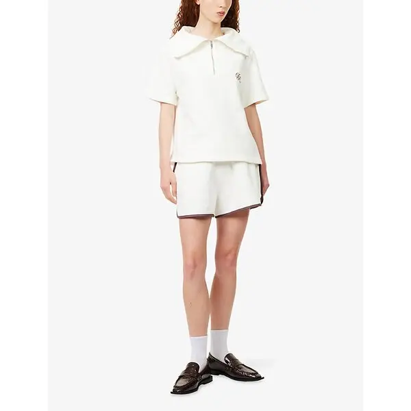 4TH & RECKLESS Eleni Brand-embroidered Cotton Polo Top