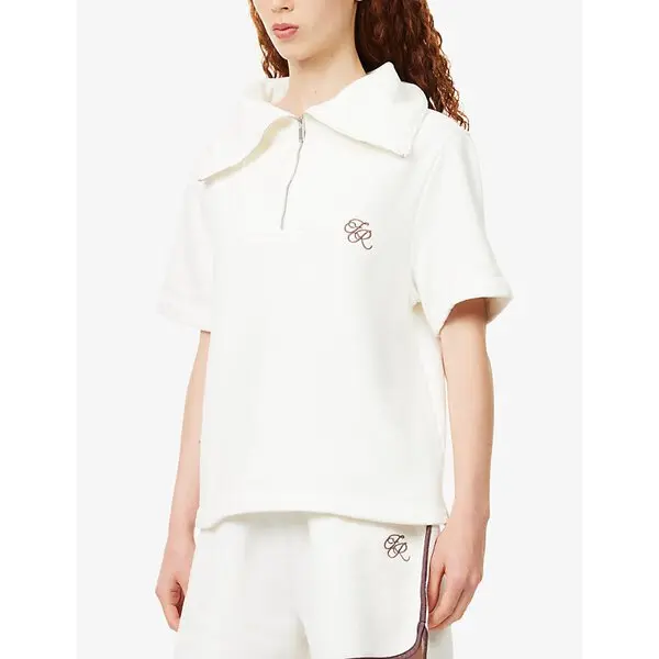 4TH & RECKLESS Eleni Brand-embroidered Cotton Polo Top