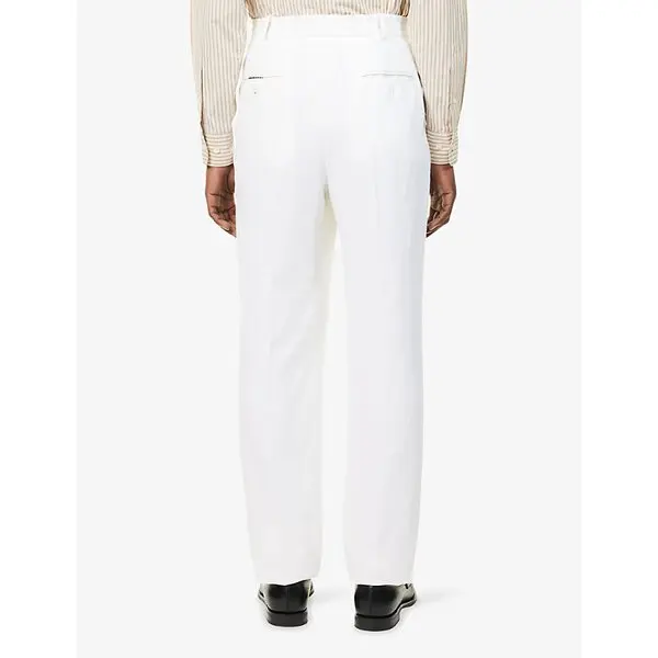 Dunhill Double-pleated Straight-leg Linen Trousers