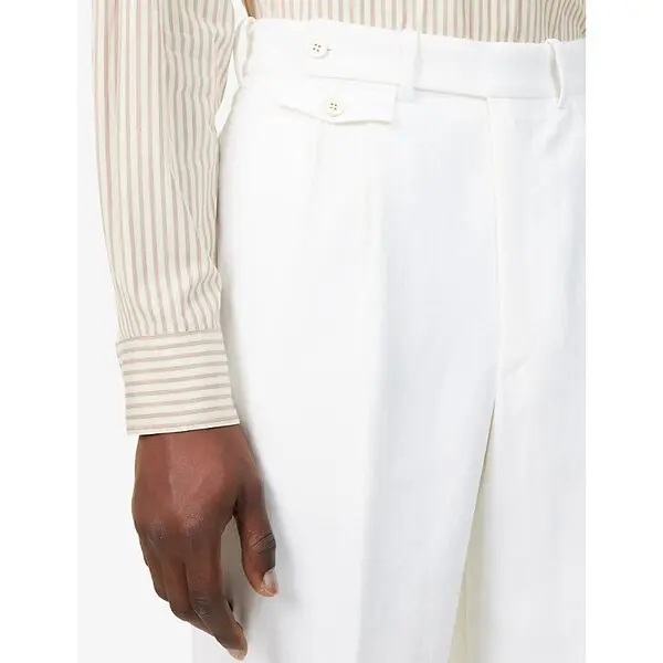 Dunhill Double-pleated Straight-leg Linen Trousers