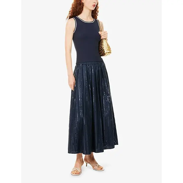 Max Mara Fiordi Sequin-embroidered Cotton Midi Skirt