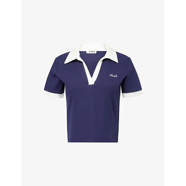 4TH & RECKLESS Azure Ribbed-cotton Polo Top