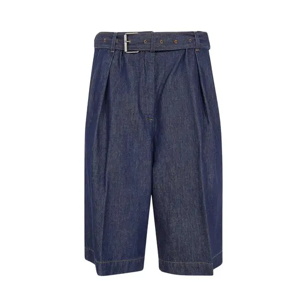 Dries Van Noten Belted Denim Shorts 'indigo - Blue
