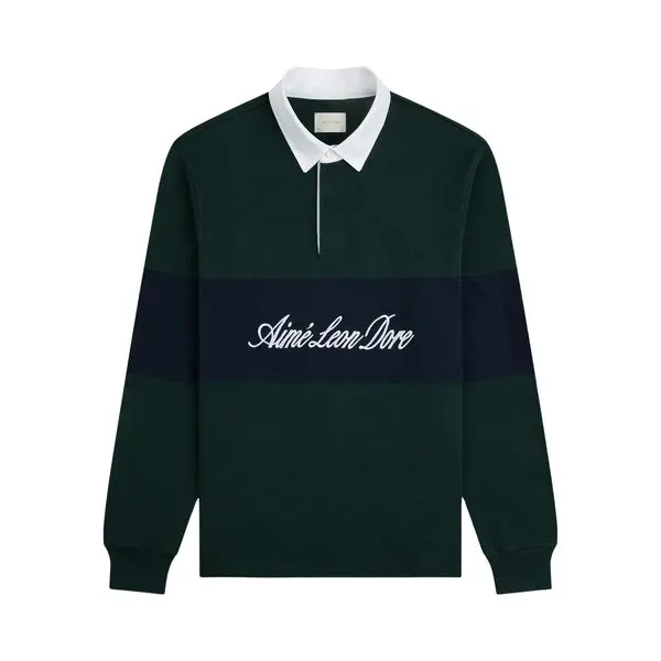 Aimé Leon Dore Script Paneled Rugby Shirt - Green