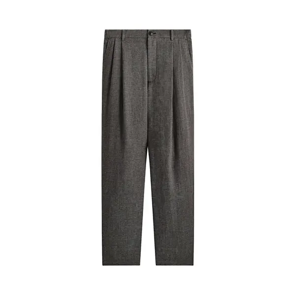Kith Kin Textured Linen Flax Brynn Pleated Pant Melange - Black