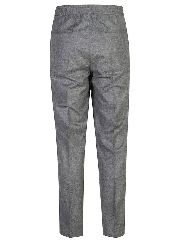 Brunello Cucinelli Leisure Fit Wool Flannel Drawstring Pants - Grey