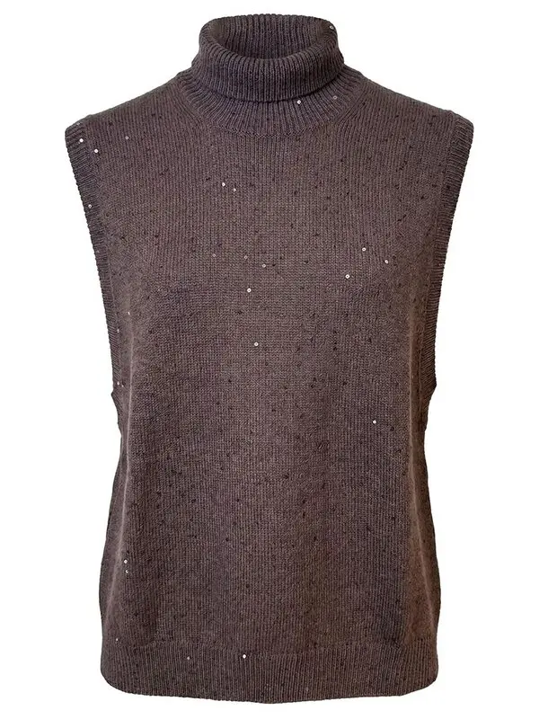 Brunello Cucinelli High Neck Sleeveless Top