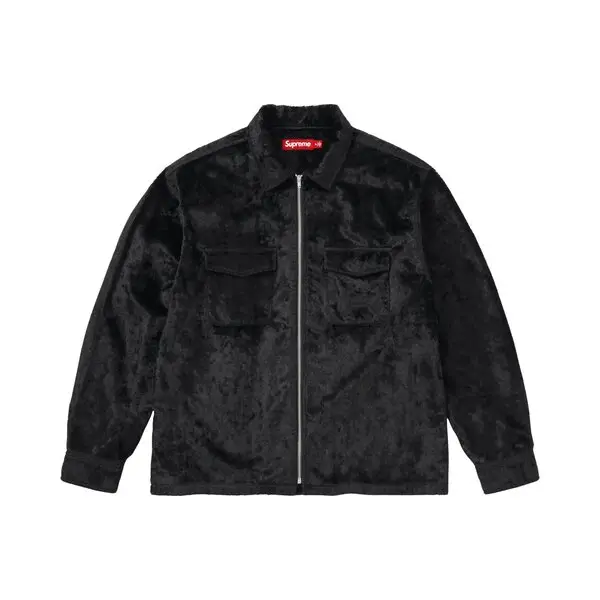 Supreme Faux Fur Zip Up Shirt - Black