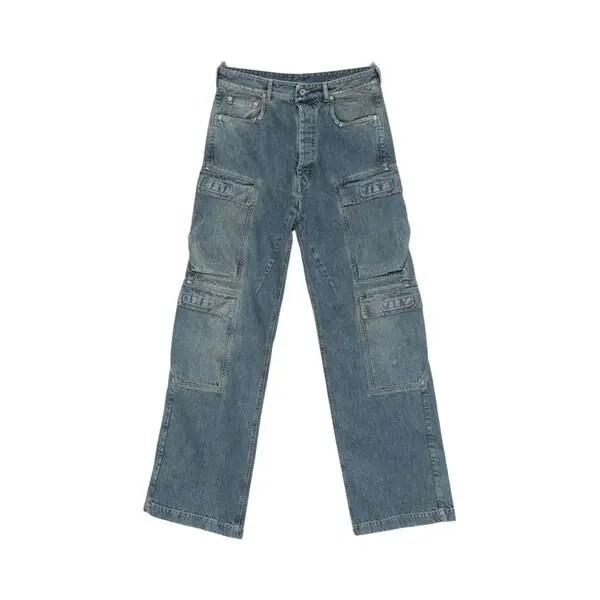 Rick Owens Denim Double Cargo Jeans 'washed Indigo