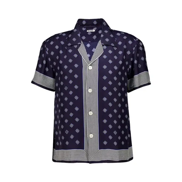 BODE Foyer Diamond Short-sleeve Shirt 'navy - Blue