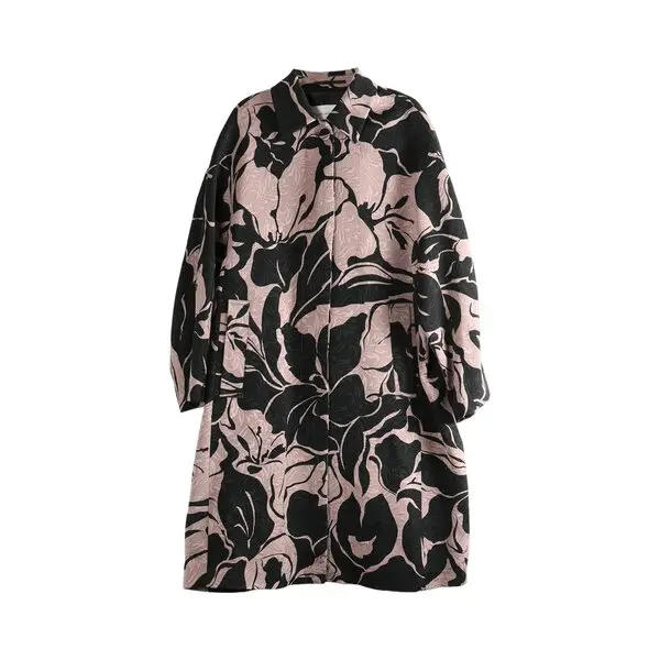 Dries Van Noten Large Couture Floral Print Roolsy Coat - Black