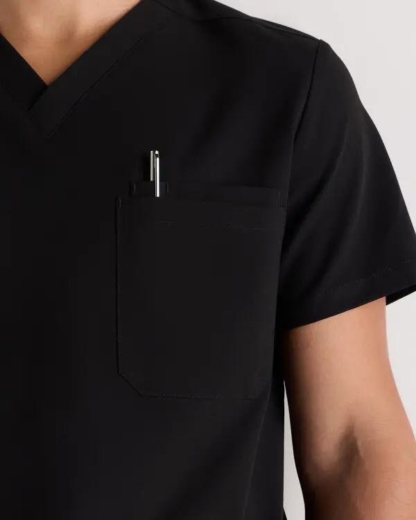 Quince Aeraflex 3-pocket Scrub Top - Bold Black