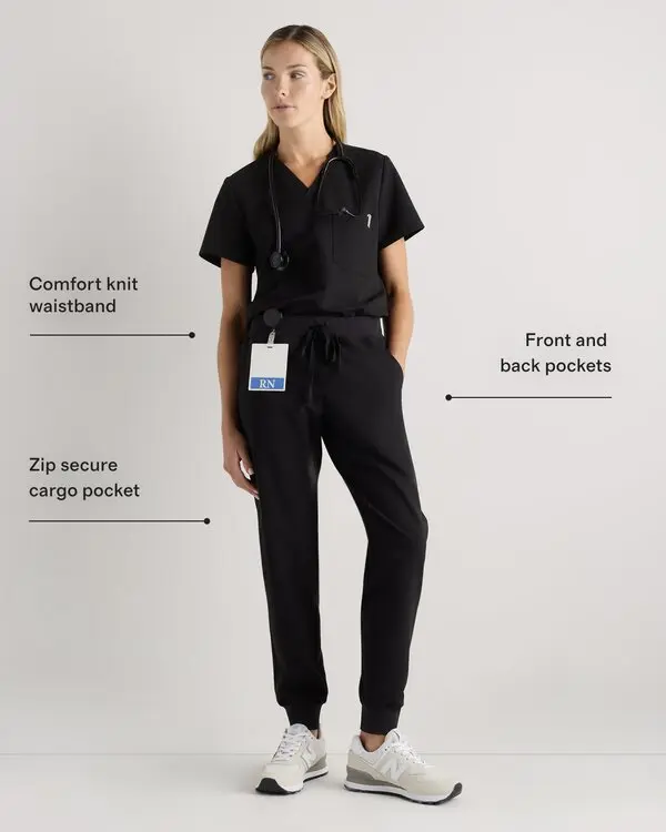 Quince Aeraflex Scrub Joggers - Bold Black