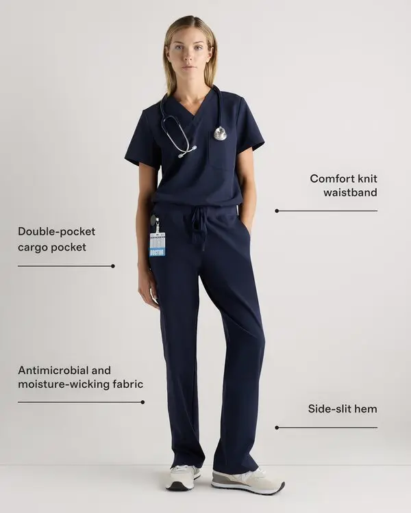 Quince Aeraflex Cargo Scrub Pants - Deep Navy